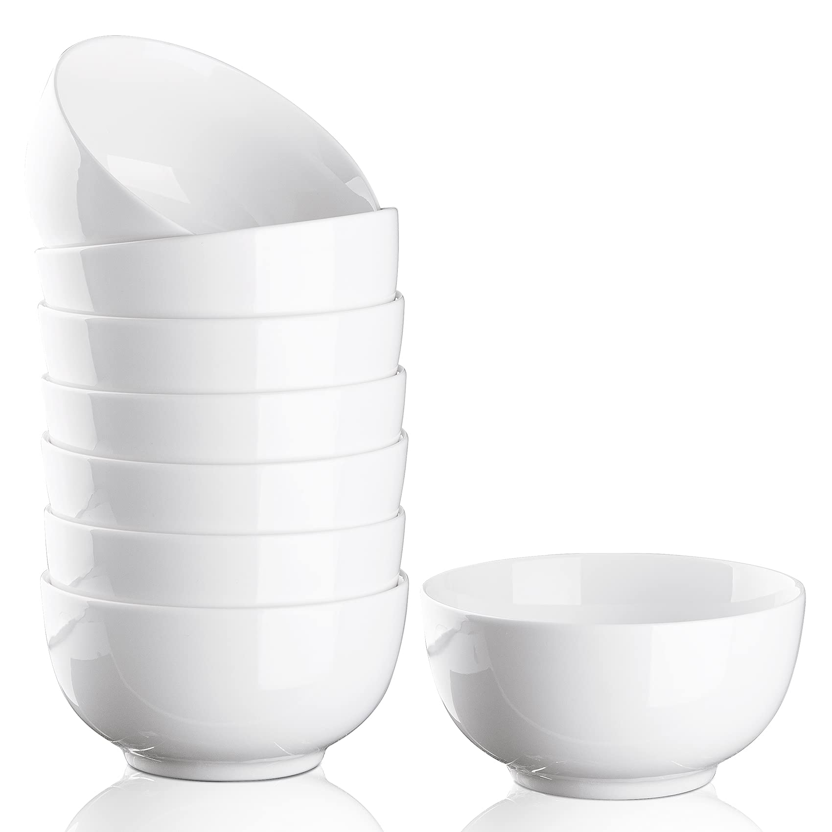 Cibeat 10 Ounce Porcelain Bowls Set 8 Pack Premium White Ceramic Bowls for Cereal, Soup, Salad, Pasta, Prep, Rice, Ice cream, Microwave & Dishwasher Safe