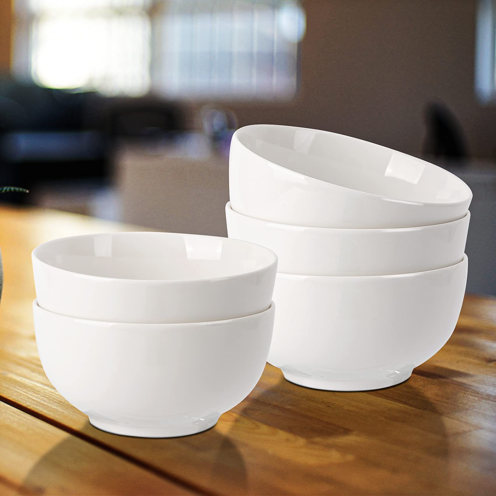 Cibeat 10 Ounce Porcelain Bowls Set 8 Pack Premium White Ceramic Bowls for Cereal, Soup, Salad, Pasta, Prep, Rice, Ice cream, Microwave & Dishwasher Safe