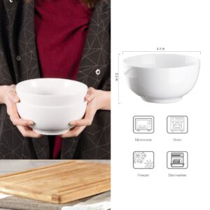 Cibeat 10 Ounce Porcelain Bowls Set 8 Pack Premium White Ceramic Bowls for Cereal, Soup, Salad, Pasta, Prep, Rice, Ice cream, Microwave & Dishwasher Safe