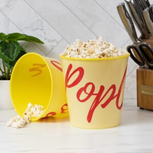 CORE3 INTL Popcorn Bowl Set (6) for Movie Theater Night - (BPA Free), Reusable Plastic Popcorn Containers, Washable in the Dishwasher Set of 6