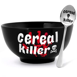 nefelibata halloween black cereal killer bowl and spoon set father's day man‘s birthday retirement engraved funny gift for him papa's grandfather's uncle's friend's present set of 2