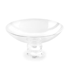 Huang Acrylic Clear Large Round Fruit Bowl with Multifunctional Removable Pedestal | Decorative Kitchen Table or Countertop Centerpiece Stand | 10.5 x 10.5 x 5.5 inches