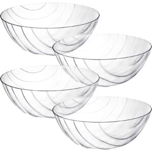 lyellfe 4 pack large salad bowls, 135 oz plastic salad bowls, mixing and serving bowls, chip bowls for party, round 10 inch serving bowls for cereal, salad, soup and popcorn