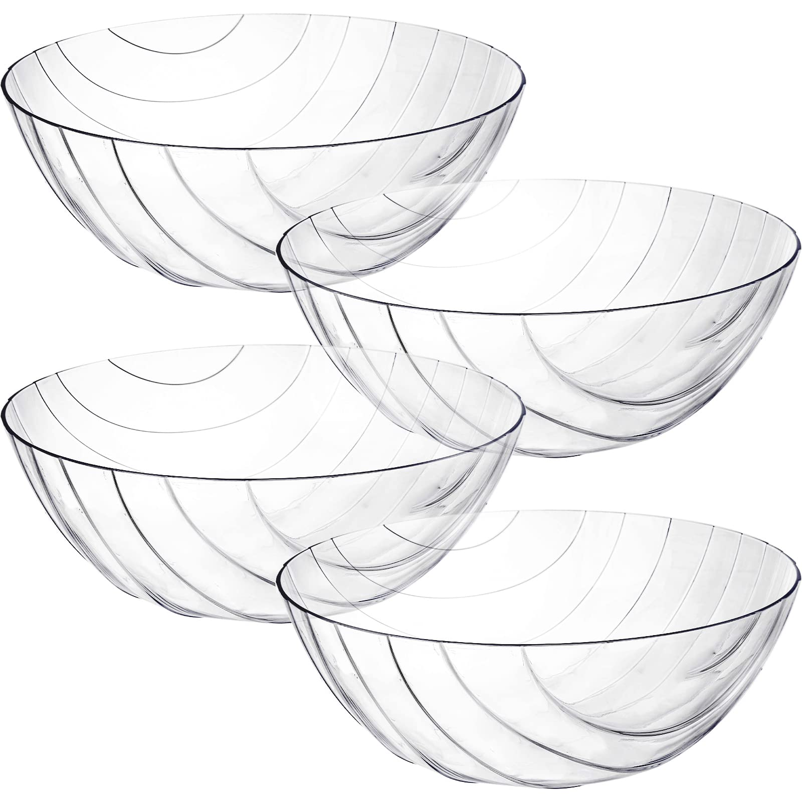 Lyellfe 4 Pack Large Salad Bowls, 135 OZ Plastic Salad Bowls, Mixing and Serving Bowls, Chip Bowls for Party, Round 10 Inch Serving Bowls for Cereal, Salad, Soup and Popcorn