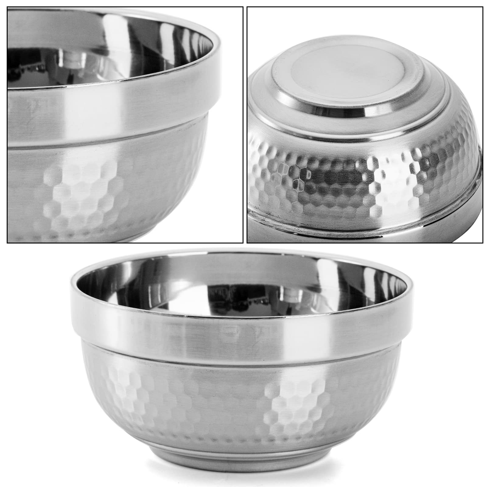 ZENFUN 6 Pack 304(18/8) Stainless Steel Bowls, 17 Oz Double-walled Insulated Bowls, Deep Round Soup Bowls Metal Snack Bowls, Anti-slip Bowls for Rice, Fruit, Ice cream, Food-grade Material