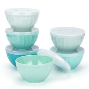 kx-ware melamine bowls with lids - 15oz 5-inch cereal/salad/prep bowls, set of 6 in 6 assorted colors | shatter-proof and chip-resistant dishwasher safe, bpa free