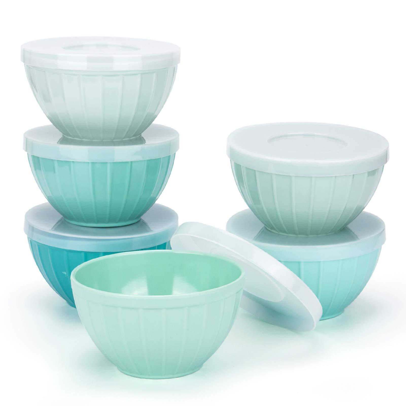 KX-WARE Melamine Bowls with Lids - 15oz 5-inch Cereal/Salad/Prep Bowls, Set of 6 in 6 Assorted Colors | Shatter-Proof and Chip-Resistant Dishwasher Safe, BPA Free