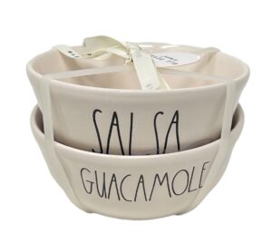 rae dunn guacamole + salsa bowl set of 2 ceramic - 5 in