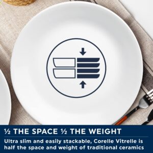 Corelle Vitrelle 12-Piece Glass Dinnerware Set Service for 4, 10.25" Dinner Plates, 8.5" Salad Plates, 18-Oz Soup Cereal Bowls, Cobalt Circles