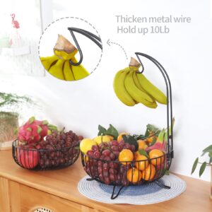 TAMAYKIM Large Fruit Bowl with Detachable Banana Tree Hanger + Medium Fruit Basket + Placemat, Fruit Bowls Vegetable Storage Fruit Stand Holder for Kitchen, Counter, Countertop