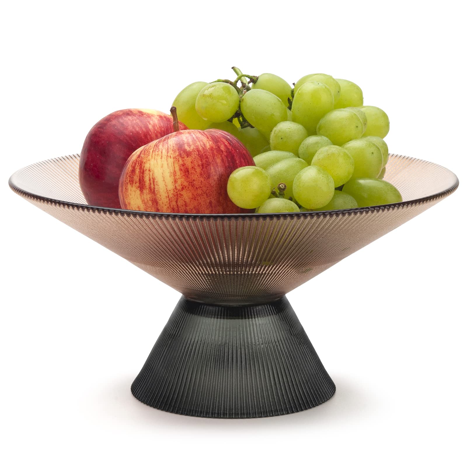 CESTATIVO Fruit Bowl for Kitchen Counter, Glass Fruit Basket, Pedestal Fruit Bowl, Decorative Bowl for Table Countertop, Dinning Room, Living Room Decor, Orange