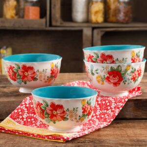 The Pioneer Woman Vintage Floral 6" Footed Bowl Set, Set of 4