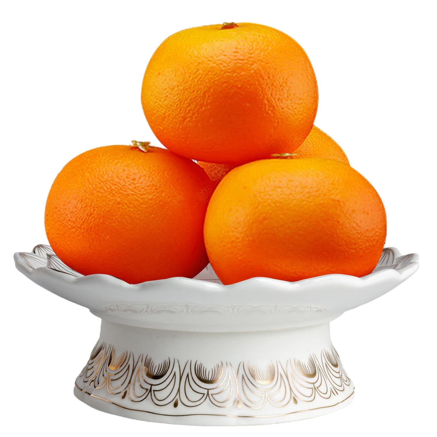 HOULU 7 Inch White Ceramic Buddhist Fruit Plate, Buddhist Supplies Offering Plate, Temple Tray, Fruit Bowl