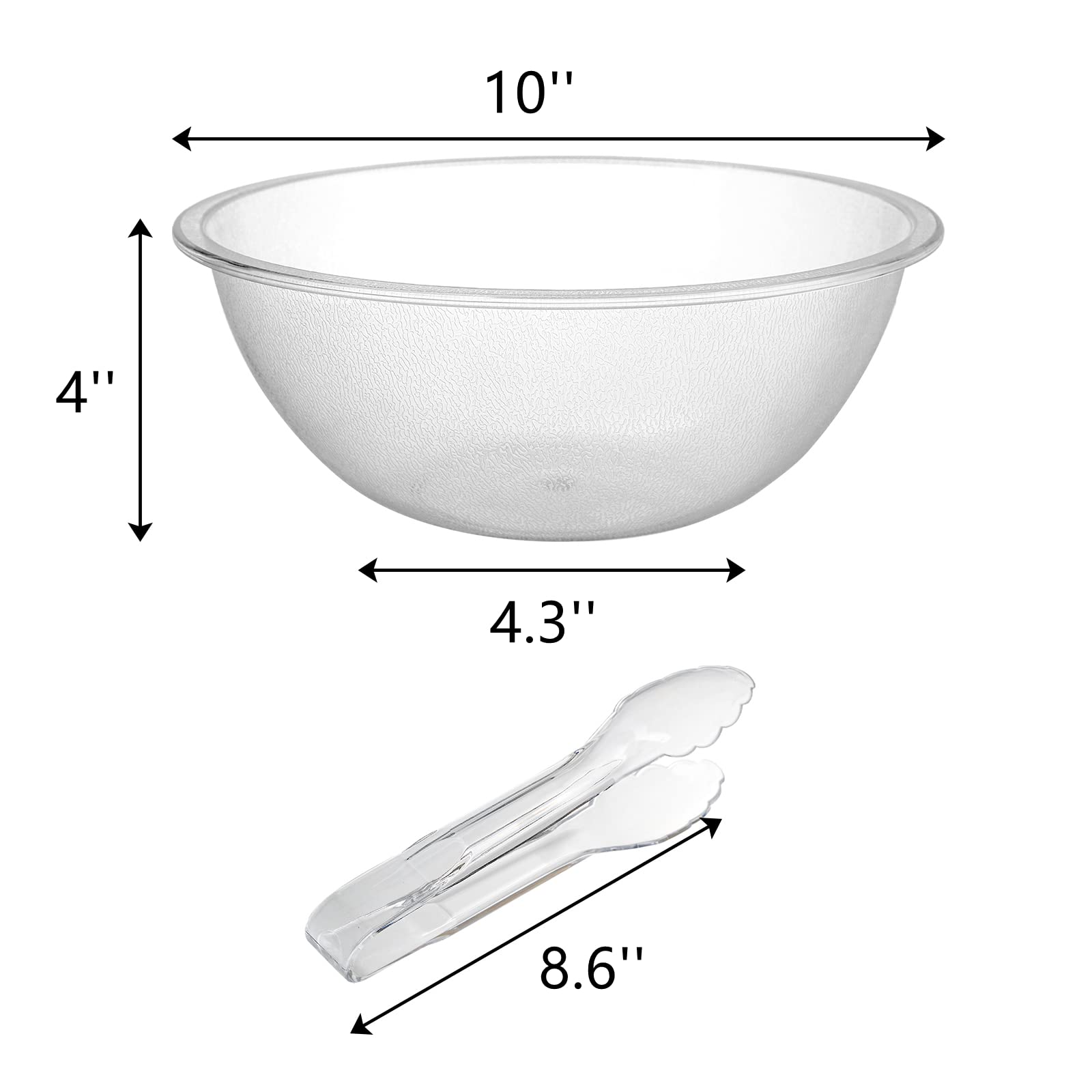 Lyellfe 3 Pack Large Salad Bowl, 96 Oz Clear Chip Bowls, Plastic Serving Bowl with 2 Tongs, Party Snack Bowls, Mixing and Serving Container for Snack Fruit Candy Popcorn Chips Pasta