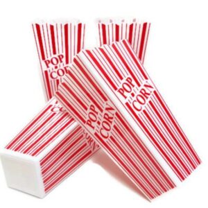 Popcorn Containers, Plastic Red & White Classic Movie Popcorn Containers, by Playscene (4, Red & White)