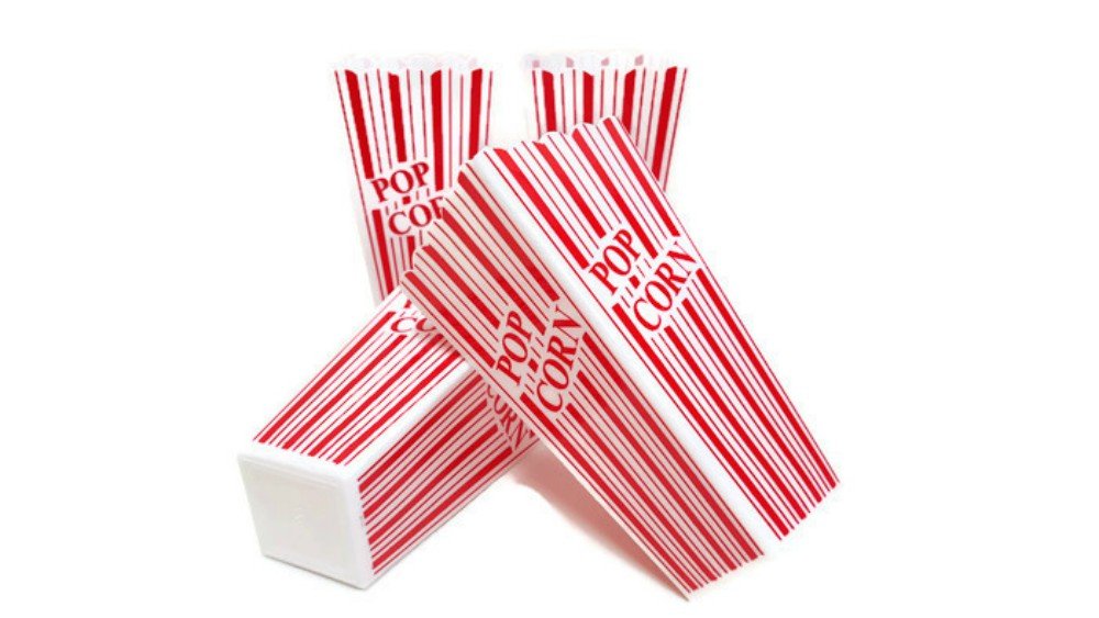 Popcorn Containers, Plastic Red & White Classic Movie Popcorn Containers, by Playscene (4, Red & White)