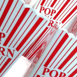 Popcorn Containers, Plastic Red & White Classic Movie Popcorn Containers, by Playscene (4, Red & White)