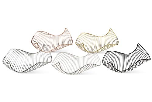 Vistella Fruit Bowl Basket in Shiny Gold - 6 Colors Available - Stainless Steel Wire Design with Modern Styling - Decorative Countertop Centerpiece