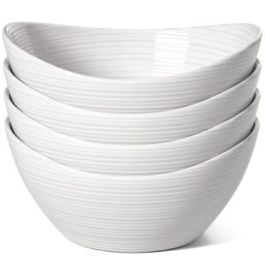 le tauci salad bowls 44 ounce, ceramic kitchen serving bowl sets for pasta, cereal, popcorn, snack, oven dishwasher & microwave safe - 8.5 inch, set of 4, white