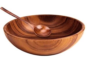 acacia wooden salad bowl set diameter 20.7 cm wood bowl with wooden spoon individual serving bowl for snacks, salad, soup handmade hardwood wooden bowl for food safe kitchen accessories