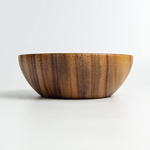 Acacia Wooden Salad Bowl Set Diameter 20.7 cm Wood Bowl with Wooden Spoon Individual Serving Bowl for Snacks, Salad, Soup Handmade Hardwood Wooden Bowl for Food Safe Kitchen Accessories