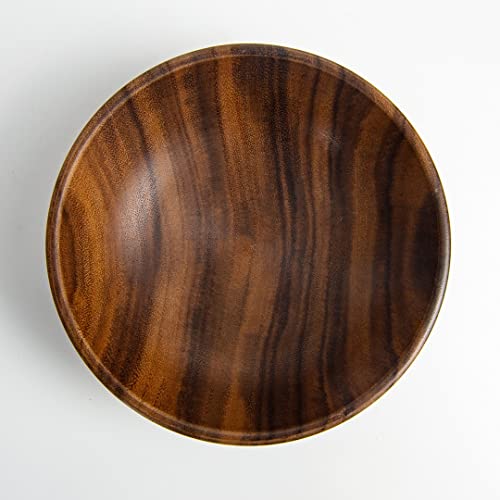 Acacia Wooden Salad Bowl Set Diameter 20.7 cm Wood Bowl with Wooden Spoon Individual Serving Bowl for Snacks, Salad, Soup Handmade Hardwood Wooden Bowl for Food Safe Kitchen Accessories