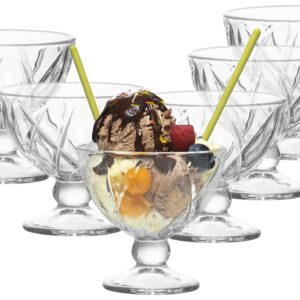 Red Co. Classic Footed Dessert Cups, Premium Crystal Clear Glass Ice Cream Bowls - Perfect for Parfait Fruit Salad or Pudding, Set of 6, 9 OZ