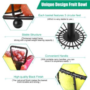 TomCare 2-Tier Fruit Basket Metal Fruit Bowl Bread Baskets Detachable Fruit Holder Produce Basket Large Fruit Stand Organizer Kitchen Storage Baskets for Fruits Breads Vegetables Snacks, Black