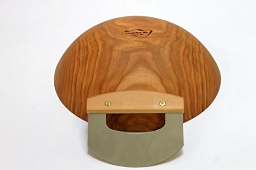 Cherry Wood Chopping Bowl Set - 12 Inch Cherry Bowl & Mezzaluna (Ulu) Knife - Holland Bowl Mill