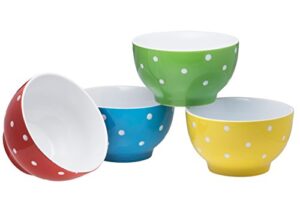 bruntmore 20 ounce polka dot ceramic bowls, dessert bowls set of 4, 20 oz porcelain dip ice cream bowls, serving bowls,microwave,pasta bowls best for christmas gift