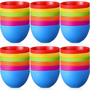 rtteri 48 pcs plastic bowls 24 oz cereal bowls snack bowls colorful kids bowls reusable microwave dishwasher safe bowls for dessert soup snack fruit salad, 6 colors