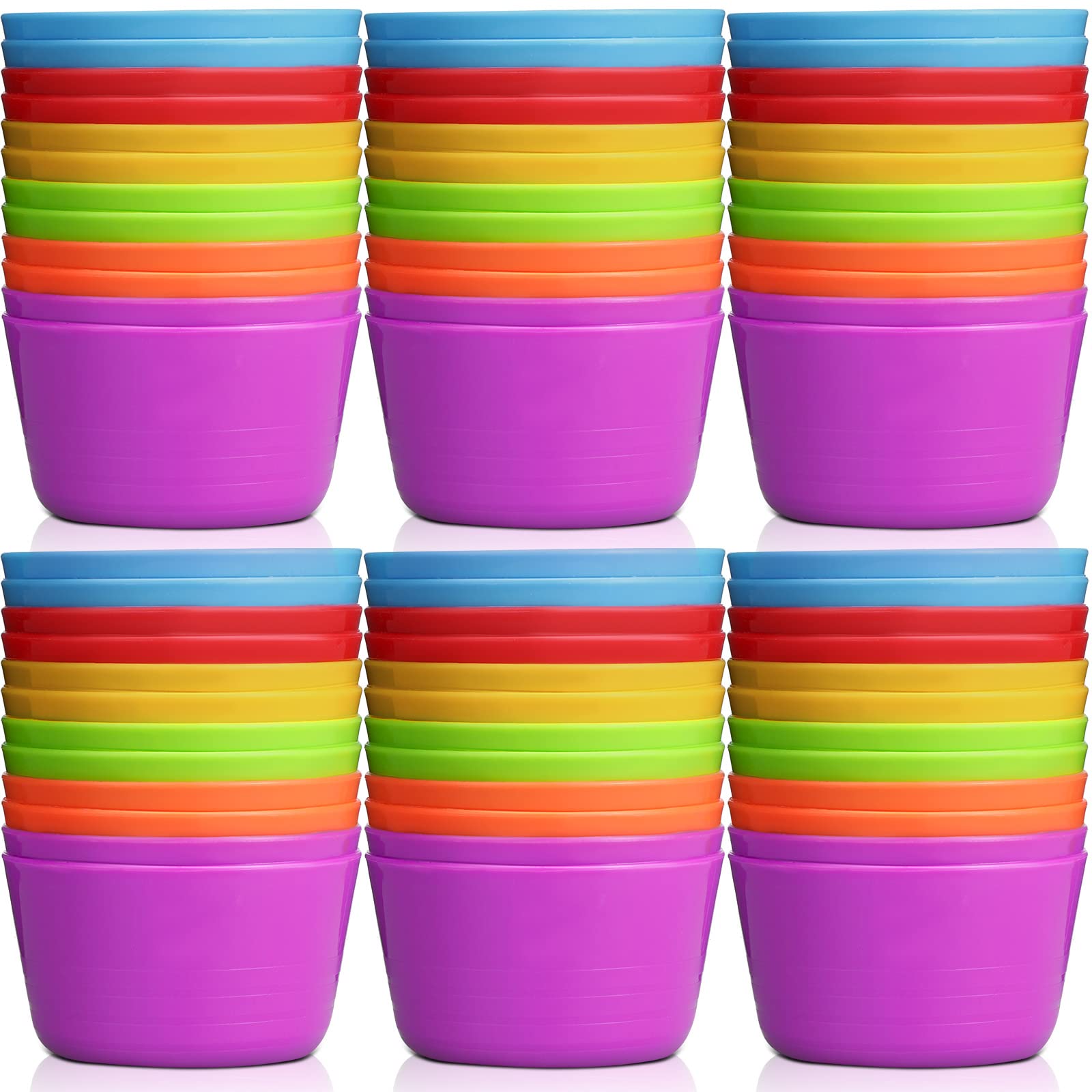 Irenare 48 Pcs Kids Small Plastic Bowls10 oz Cereal Bowls Snack Bowls Kids Bowls Colorful Toddler Bowls Microwave Dishwasher Safe Bowls Salad Dessert Soup Bowls Children Bowl, 6 Colors