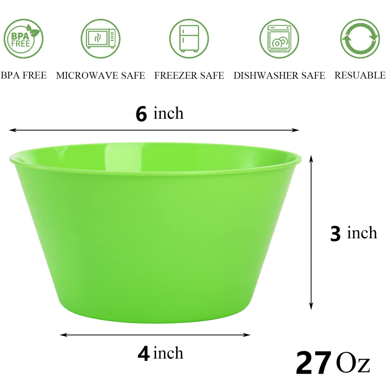 DEAYOU 20 Pack Plastic Bowls, Plastic Serving Bowl for Party, Snack, Children, Microwave Dishwasher Safe