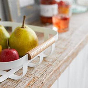 YAMAZAKI Home Tosca Fruit Basket - Kitchen Decorative Metal Holder Bowl - Steel + Wood, White