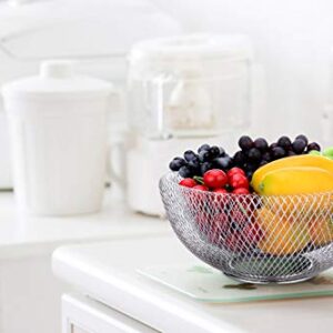 IBERG Mesh Fruit Basket Bread Basket Fruit Holder for Kitchen, Reception, Dining Table (BLACK SQUARE, 12 INCH)