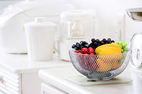 IBERG Mesh Fruit Basket Bread Basket Fruit Holder for Kitchen, Reception, Dining Table (BLACK SQUARE, 12 INCH)