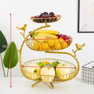 Gralara 3 Tier Fruit Serving Basket Candy Plate Basket Food Dessert Storage Plate Vegetables Storage Organization Organizer for Hotel Ceremony Decor