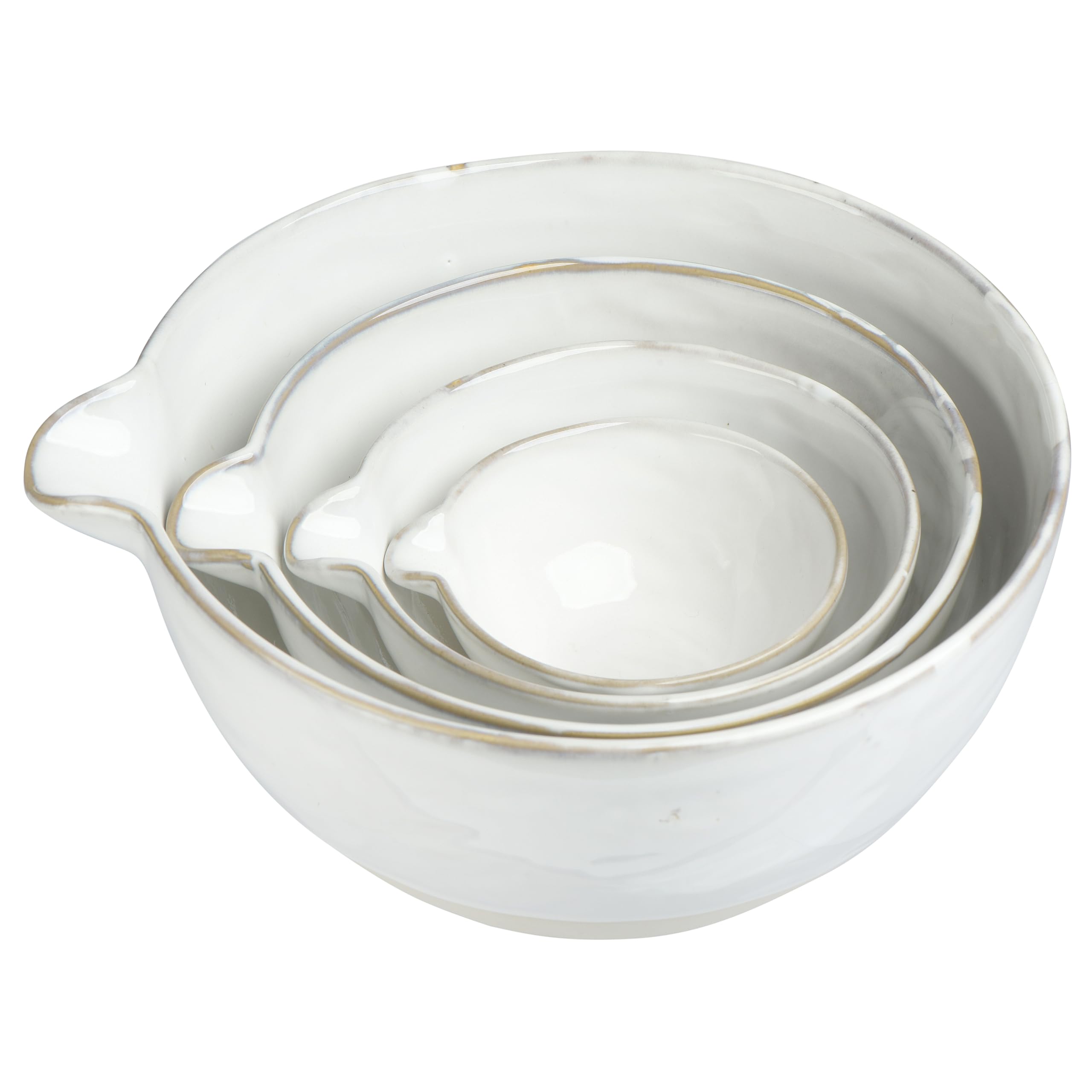 Creative Co-Op Stoneware White Batter (Set of 4) Bowls