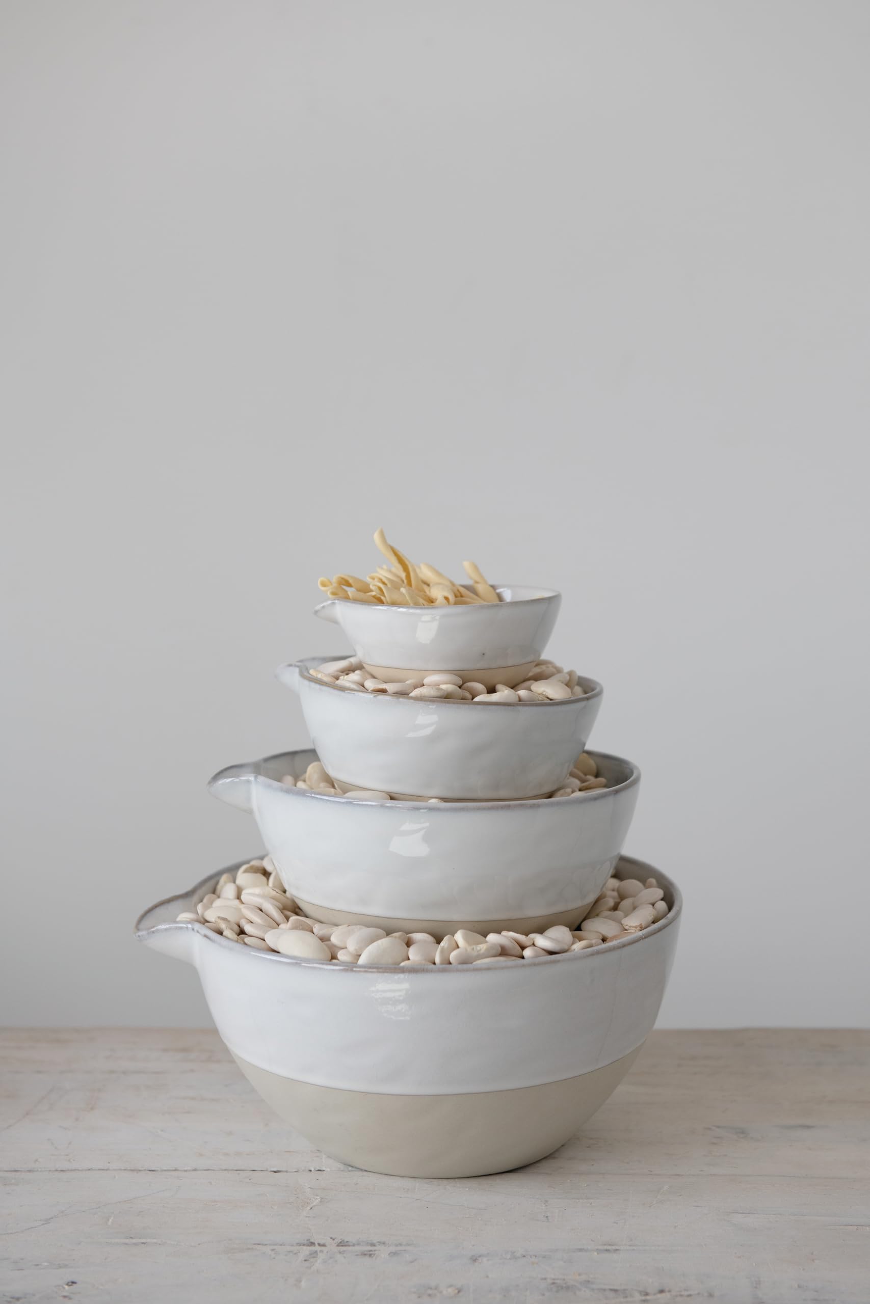 Creative Co-Op Stoneware White Batter (Set of 4) Bowls