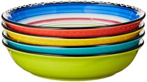 certified international tequila sunrise soup/pasta bowl, 9.25-inch, assorted designs, set of 4