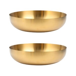 hemoton 2pcs stainless steel mixing bowl 9.4inch pasta plates bowl japanese ramen noodle bowl gold metal soup bowl salad serving bowl for fruit udon soba pho asian noodles