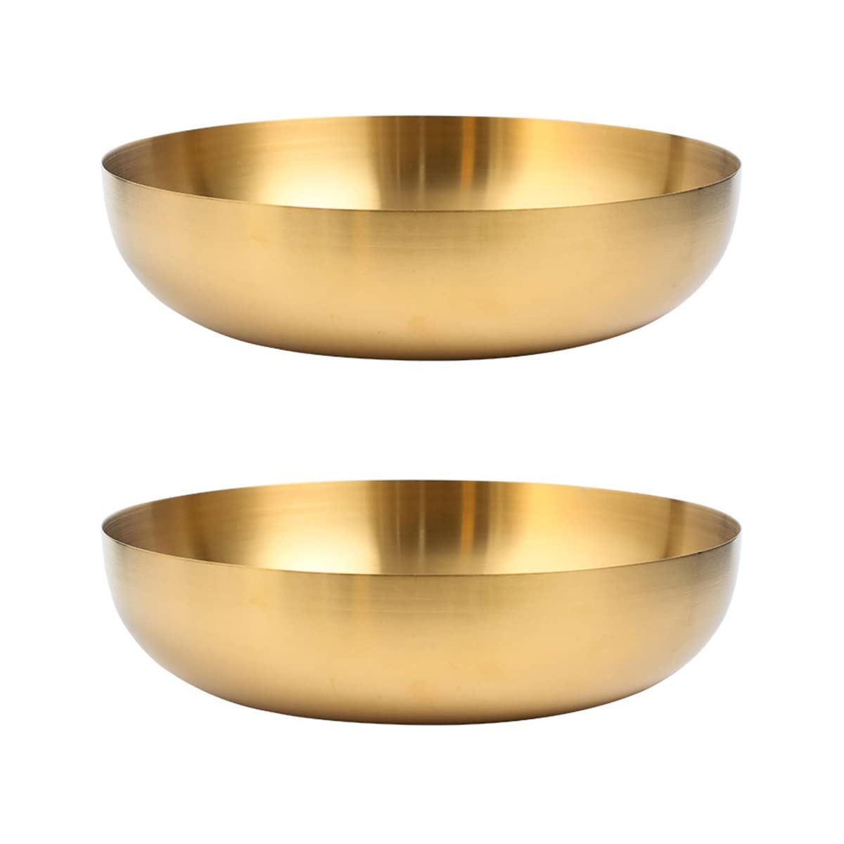 Hemoton 2pcs Stainless Steel Mixing Bowl 9.4inch Pasta Plates Bowl Japanese Ramen Noodle Bowl Gold Metal Soup Bowl Salad Serving Bowl for Fruit Udon Soba Pho Asian Noodles