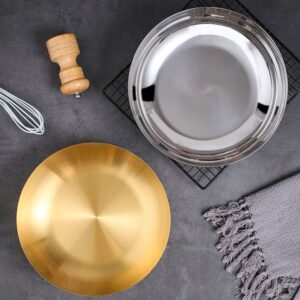 Hemoton 2pcs Stainless Steel Mixing Bowl 9.4inch Pasta Plates Bowl Japanese Ramen Noodle Bowl Gold Metal Soup Bowl Salad Serving Bowl for Fruit Udon Soba Pho Asian Noodles