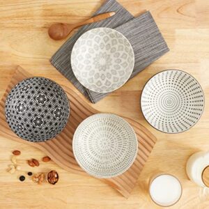 Signature Housewares Pad Print Set of 4 Assorted Bowls 6", 28oz, PP Gray