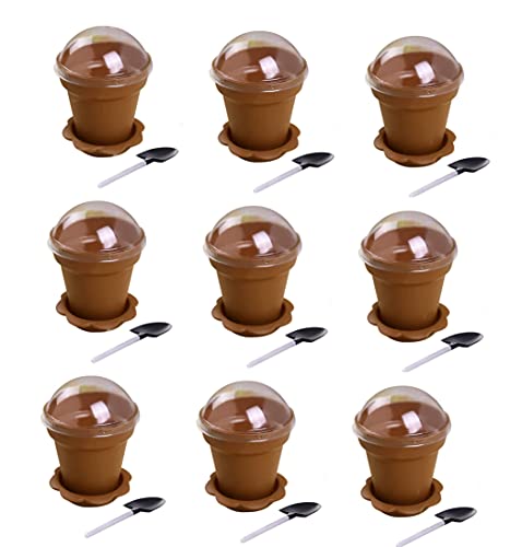 Healthcom 50 Packs 180ml Ice Cream Dessert Cup with Lids and Spoons 50 Sets Flower Pot Cups Mousse Cake Cups Salad Cup Dessert Bowls Jelly Pudding Yogurt Cup Snack Bowls Container for Party Wedding