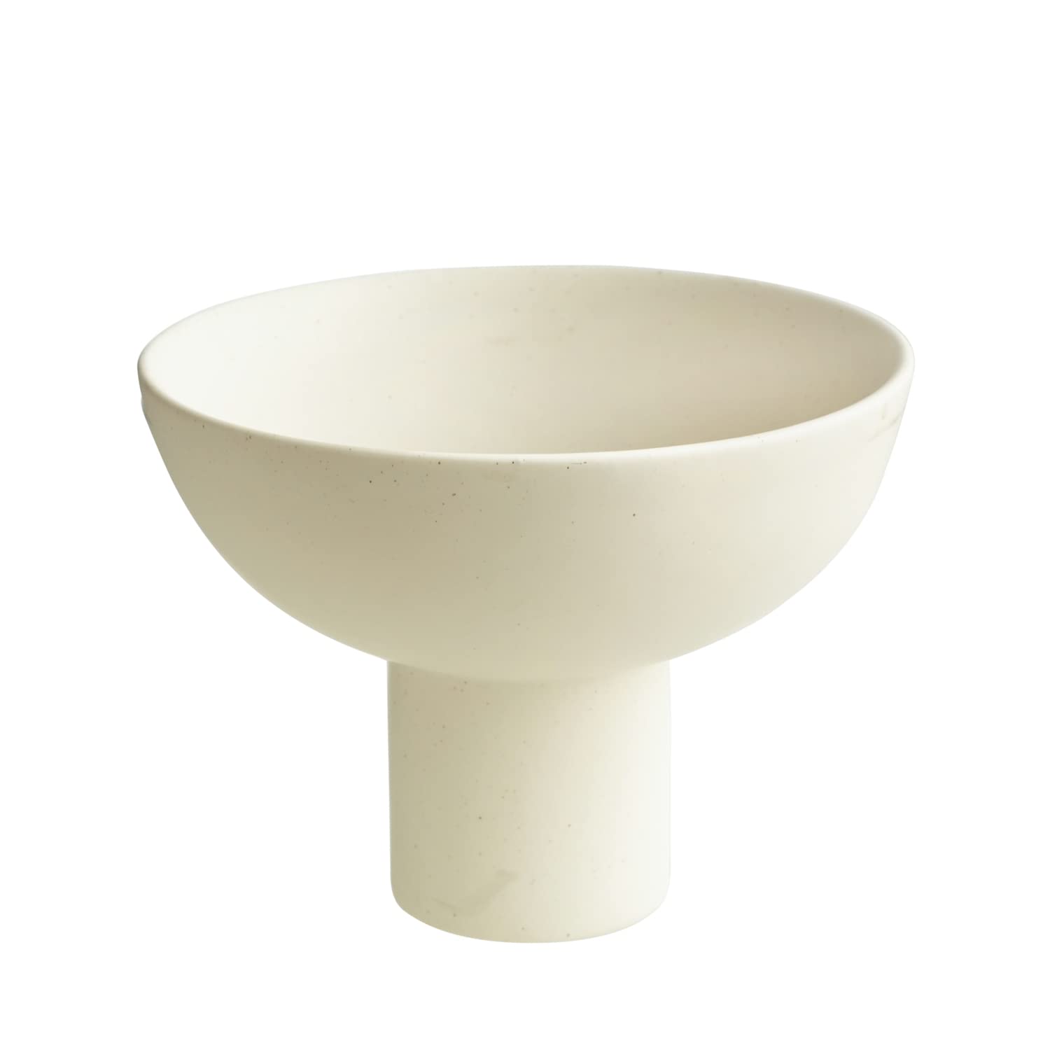 WENSHUO Sphere High-foot Ceramic Compote Fruit Bowl, Centerpiece Pedestal Bowl, 6.8" × 9", Matte Crème