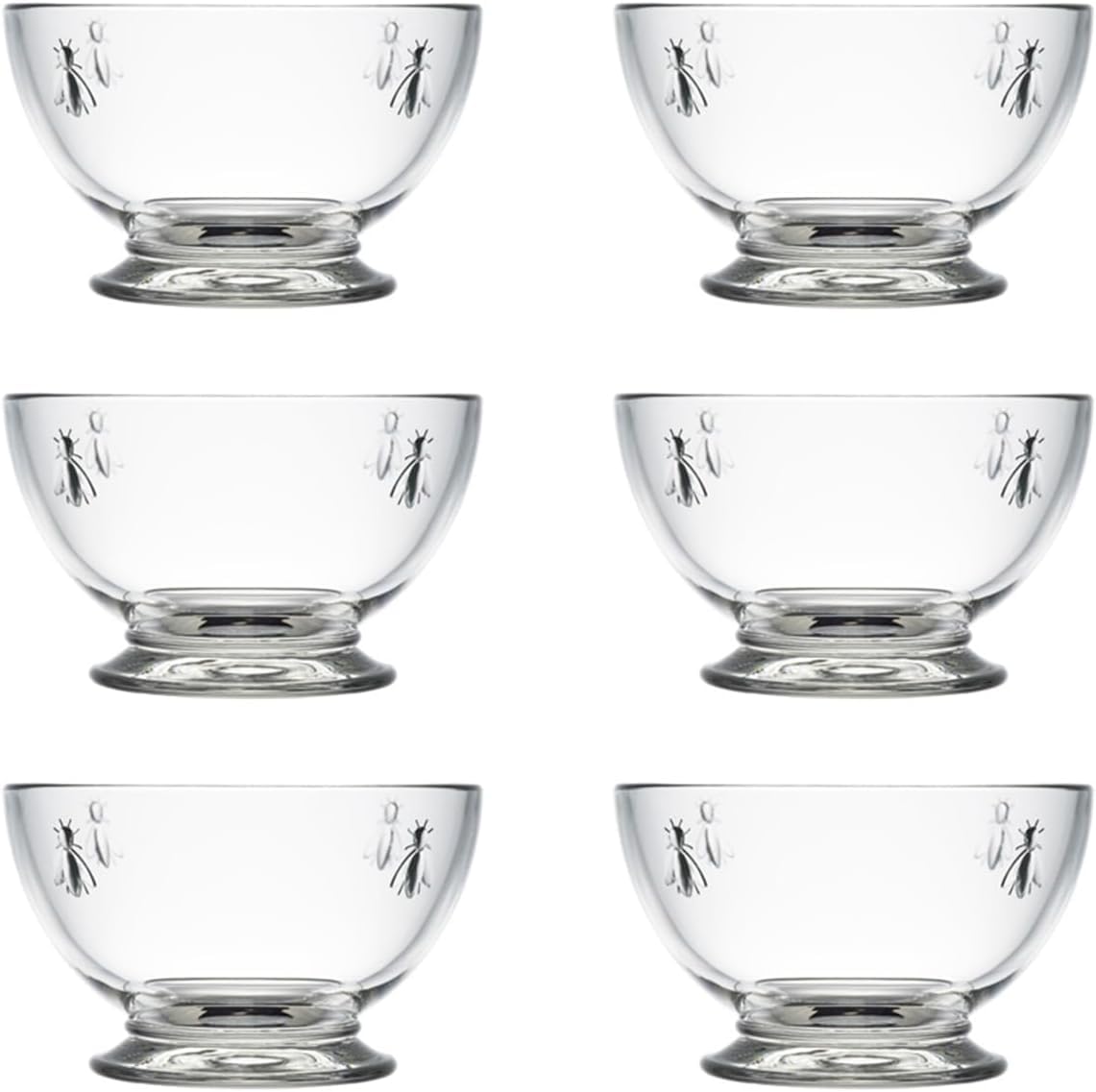 La Rochere Napoleon Bee Bowl (Set of 6), 9 oz, Clear