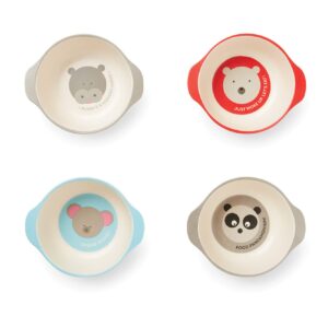 Red Rover Animal Bamboo Kid's Bowls Multicolor, Set of 4