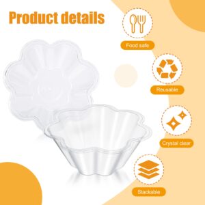 150 Pcs 8.45 oz Clear Plastic Dessert Cups Flower Shape Ice Cream Bowls Flower Dessert Bowls Floral Appetizer Cups Disposable Flower Plastic Bowls for Serving Parfait Fruit Salad Sundae Chocolate