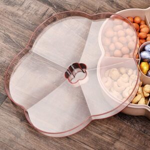 barsku Snack Storage Box Flower Shape Snack Serving Tray Snacks Storage Box With Lid, Food Fruit Storage Box, Dry Fruit Container with 6 Compartments for Nut Candy Dried Fruit (25 x 25x 6.3cm)